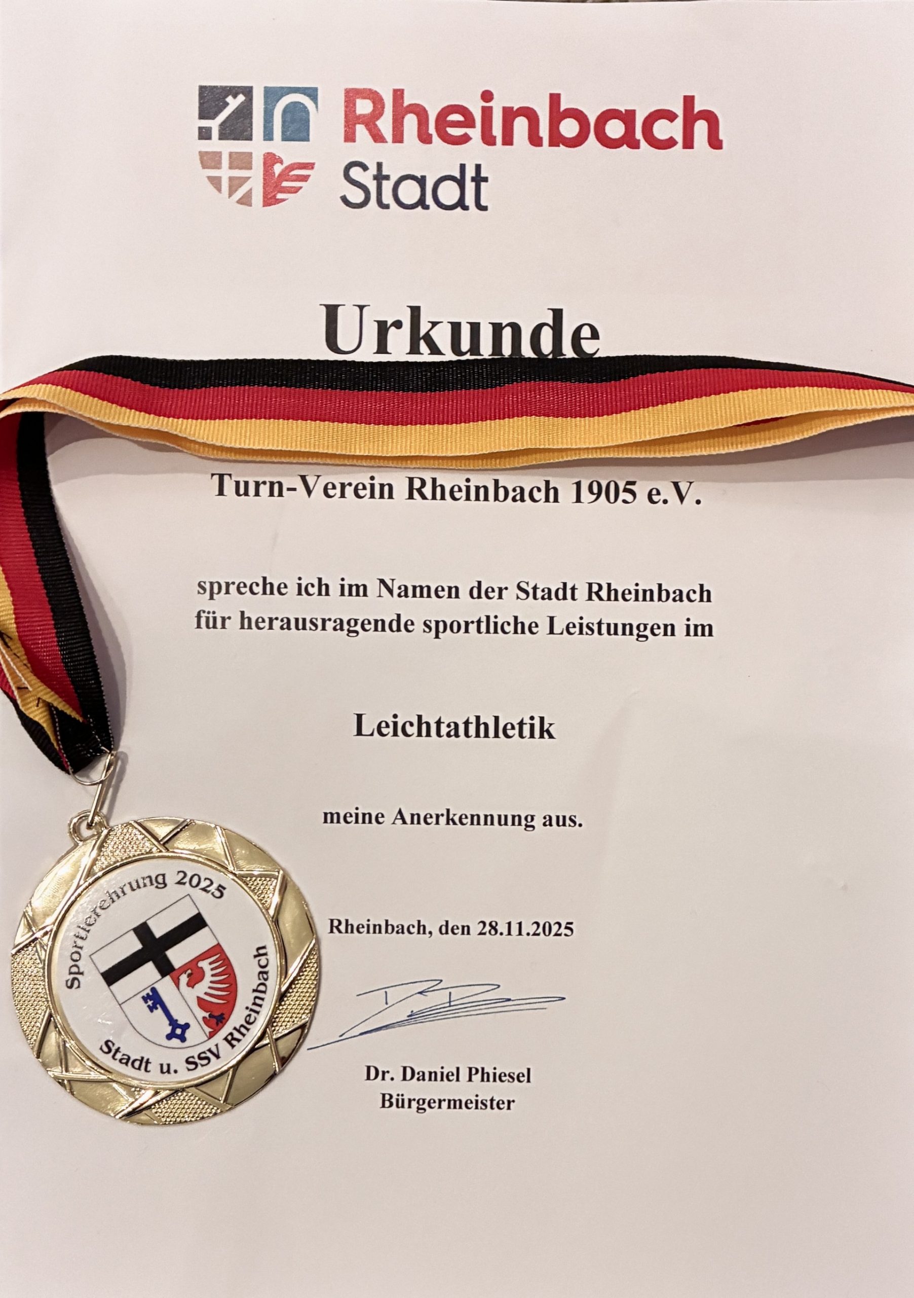 Besondere Ehre für Rheinbacher Leichtathleten - TV Rheinbach 1905 e. V.